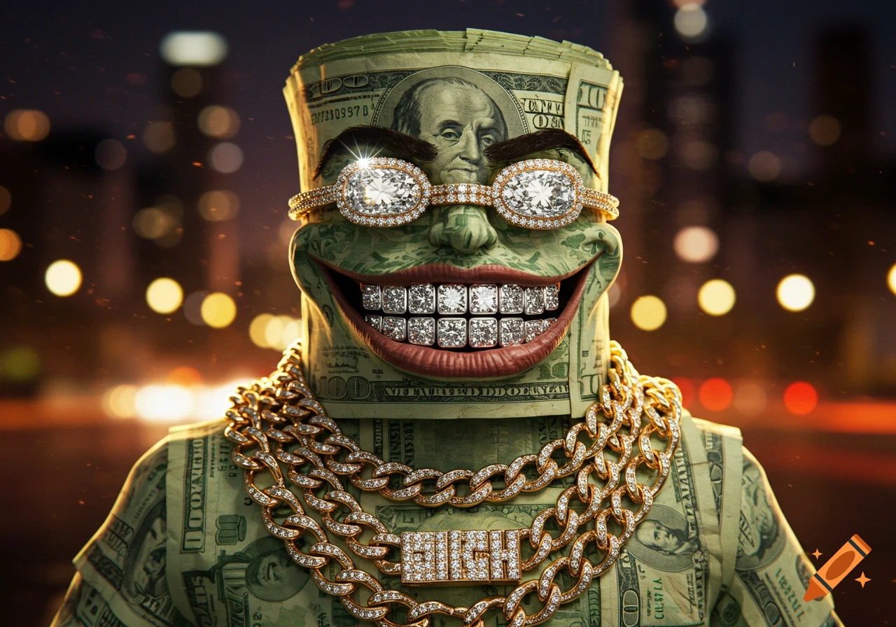 A green crocodile mascot with lipstick and heavy eye makeup, wearing a ...