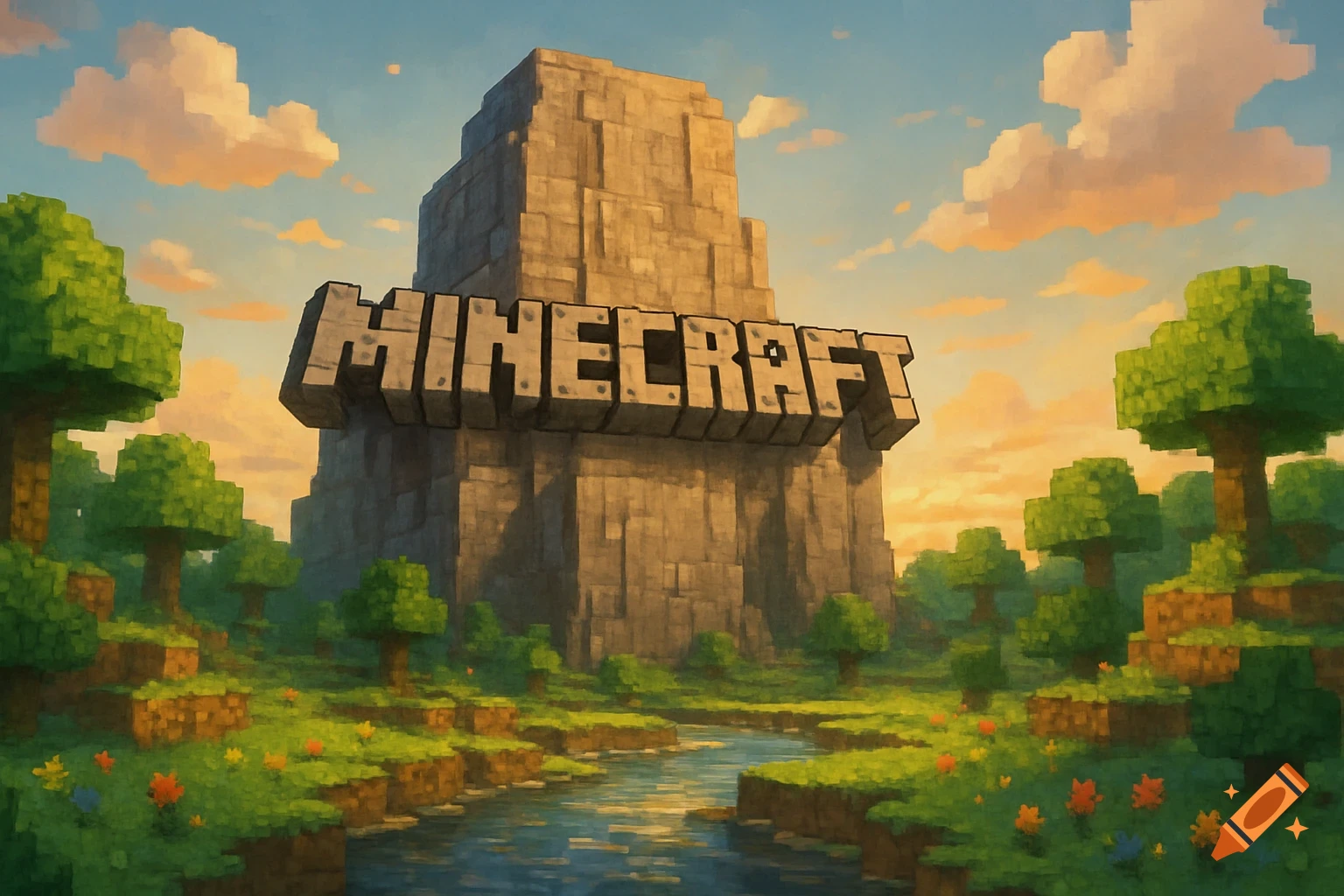 A blocky, magenta-skinned character holding a pickaxe stands in a ...