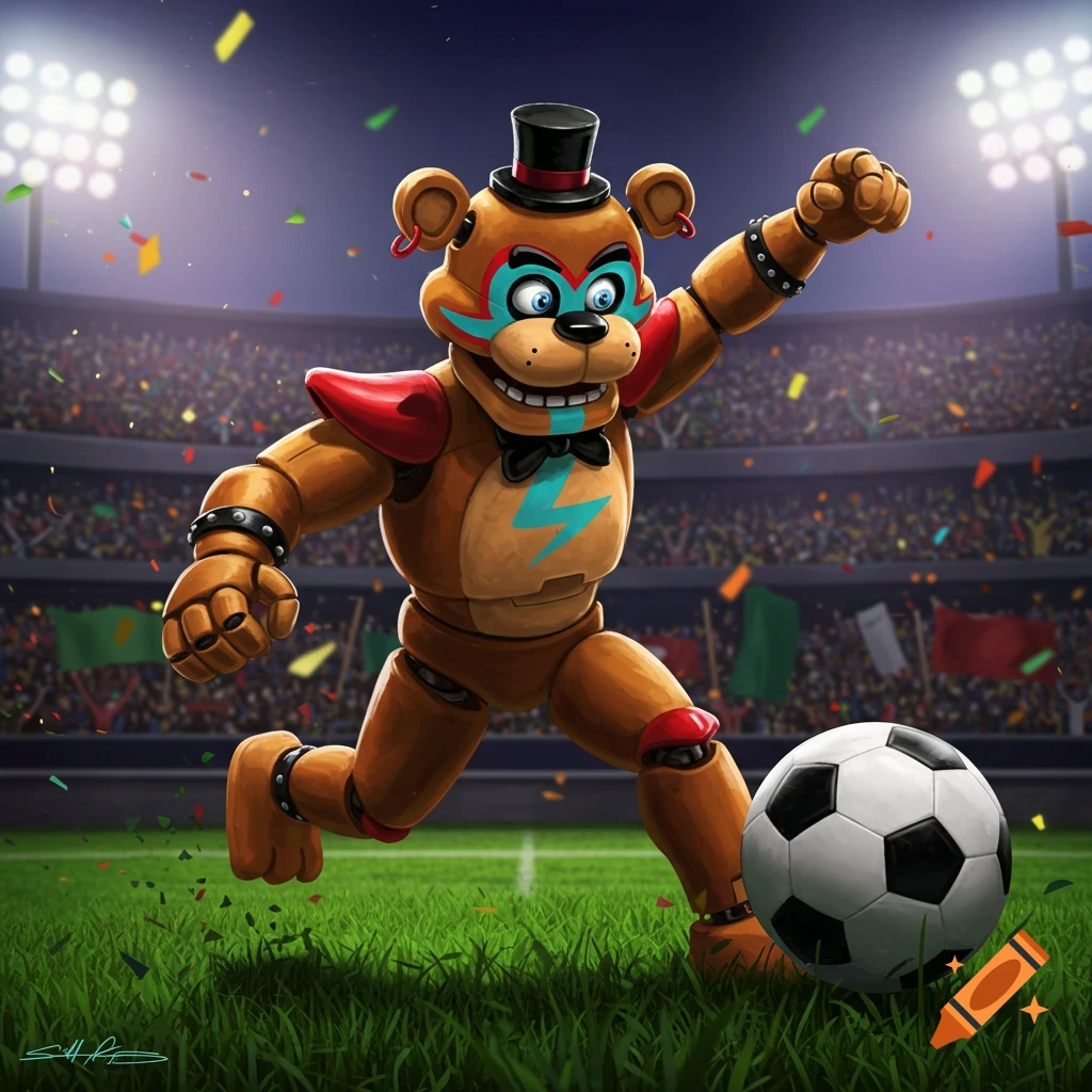 Freddy Fazbear, crackling with lightning, faces off against a glowing ...