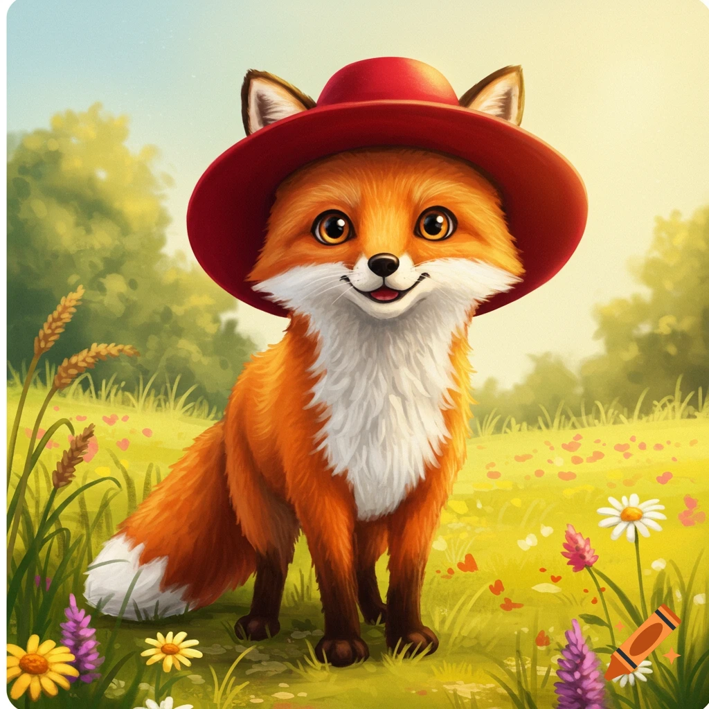 A friendly, anthropomorphic fox with a striped scarf stands in a ...