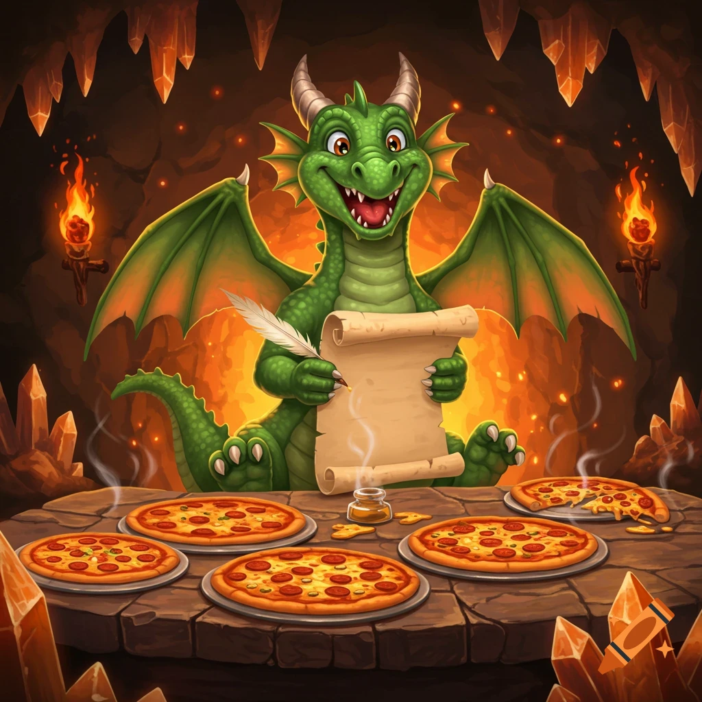 Green Cartoon Dragon created on Craiyon