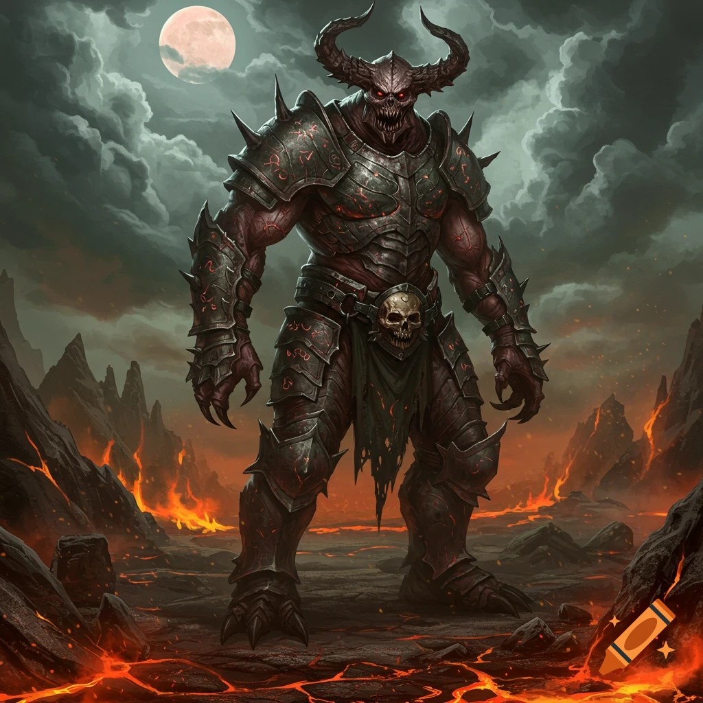 Red skinned four legged horse centaur demon standing full body holding ...