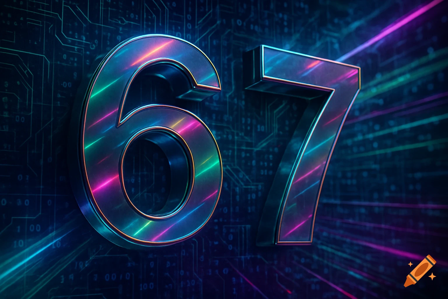 Glowing blue and purple neon numbers '31337' on a digital counter ...