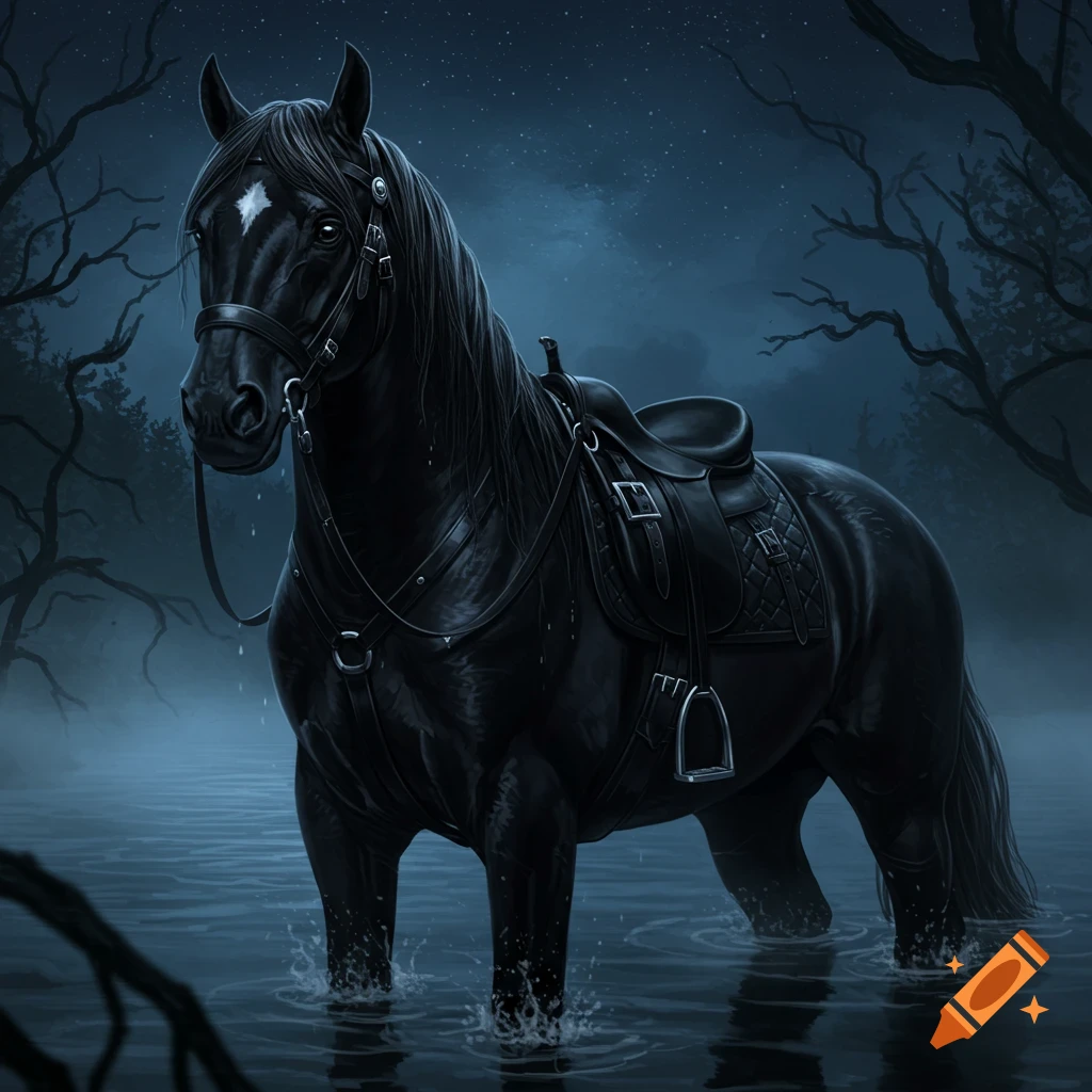 Black+and+white+horse+garden+flag created on Craiyon