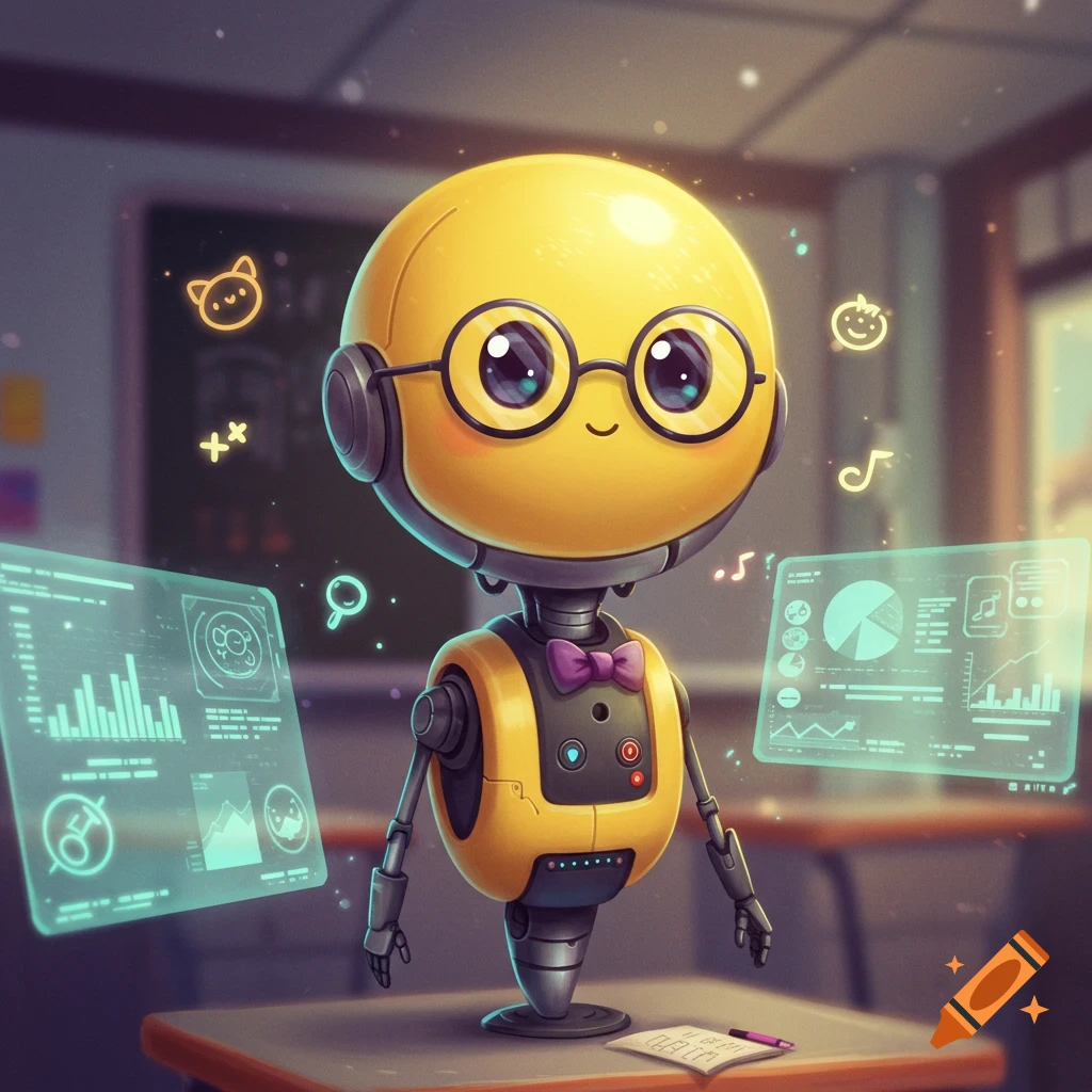 A colorful Lego robot with a smiling face, made of primary colored ...