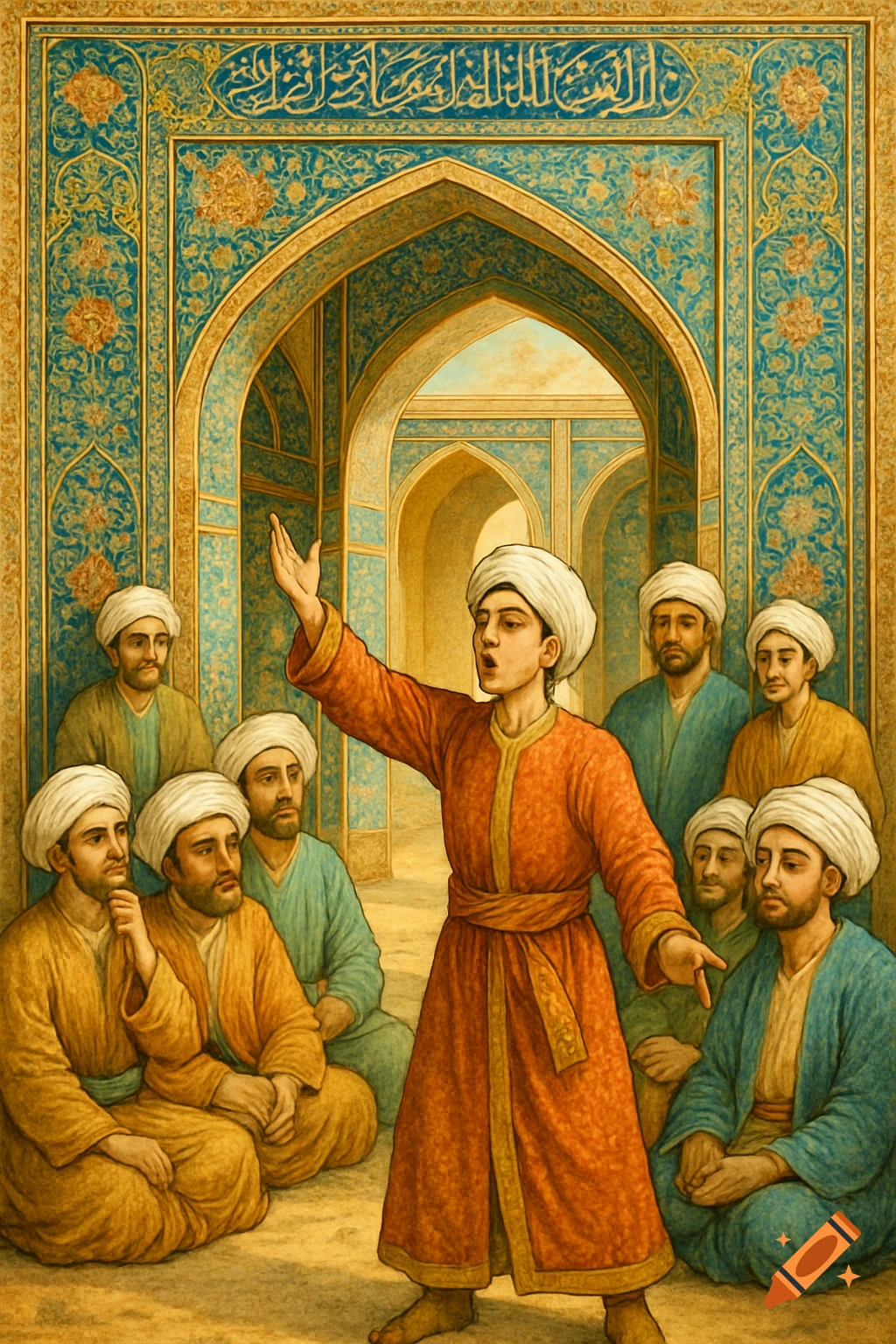 Jesus stands in a grassy field with olive trees, gazing up at a ...