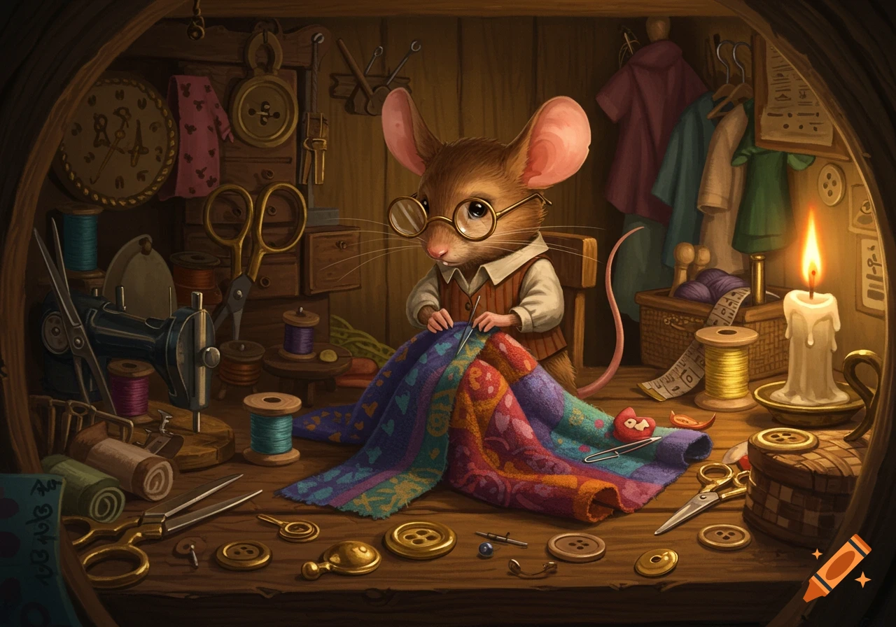 A family of anthropomorphic rabbits, including adults and children ...