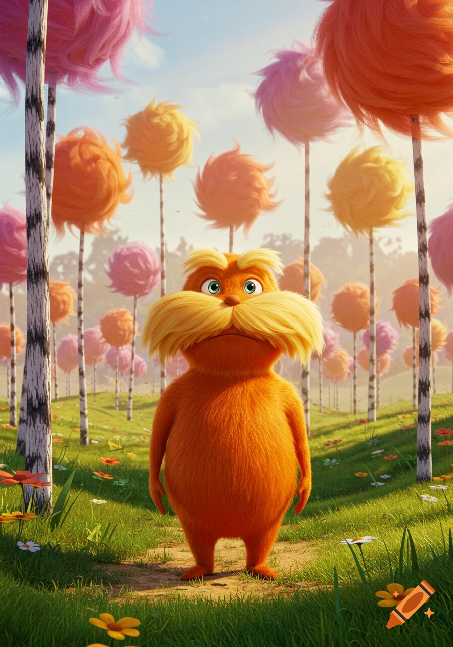Lorax+body+pillow+png created on Craiyon