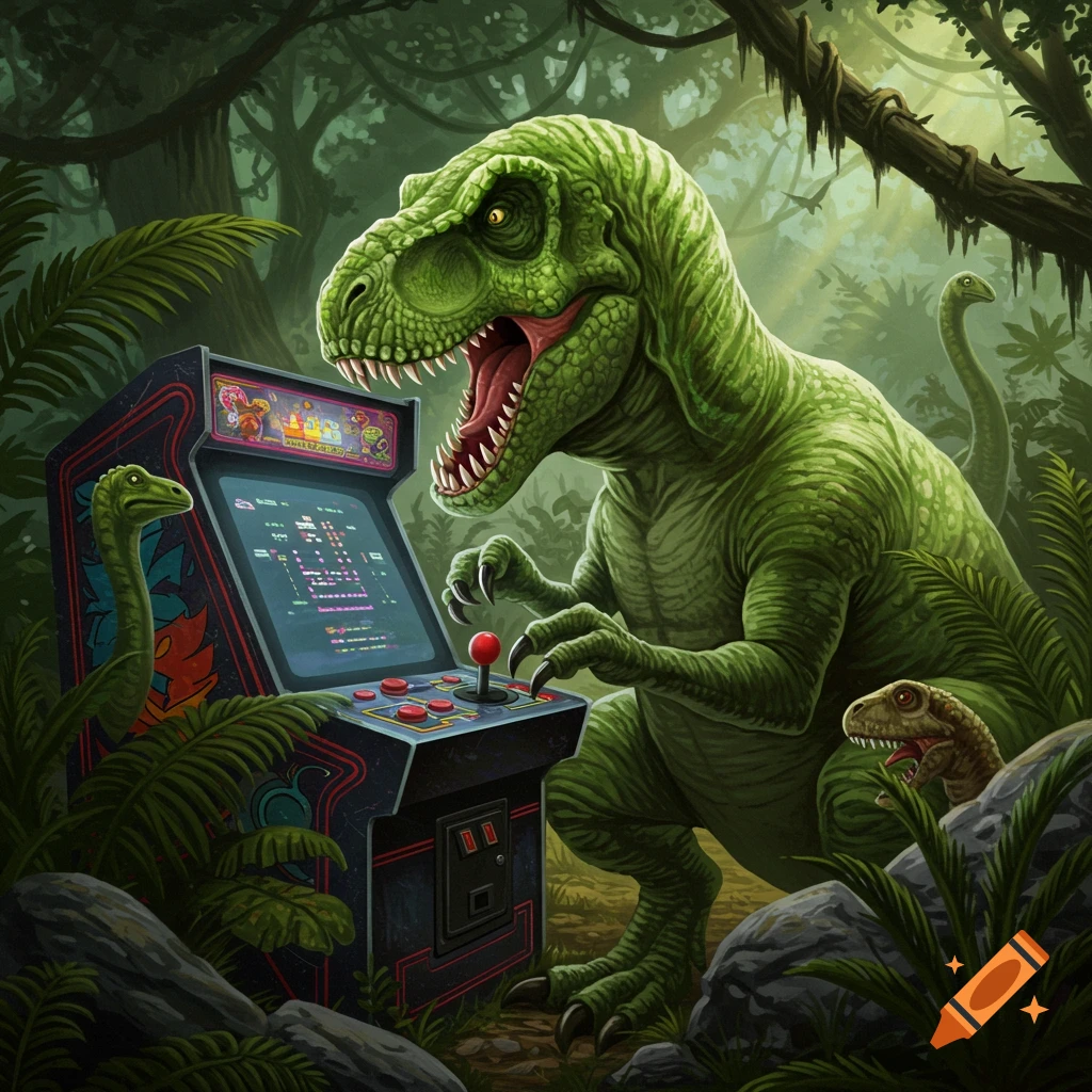 Vibrant cartoon dinosaur in researcher hat and glasses with magnifying ...