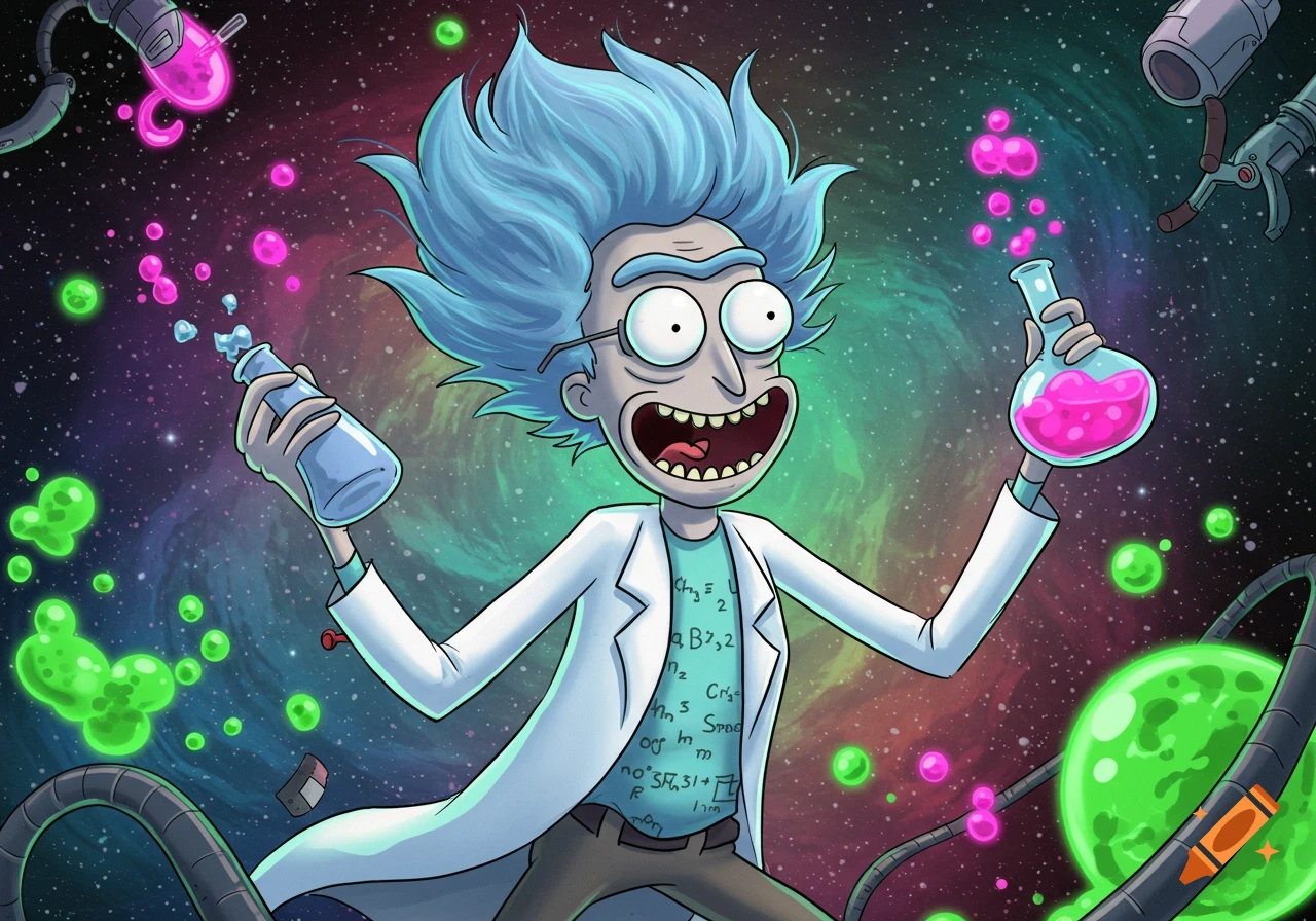 Rick Sanchez dressed as Santa Claus eats flaming hot wings, breathing ...