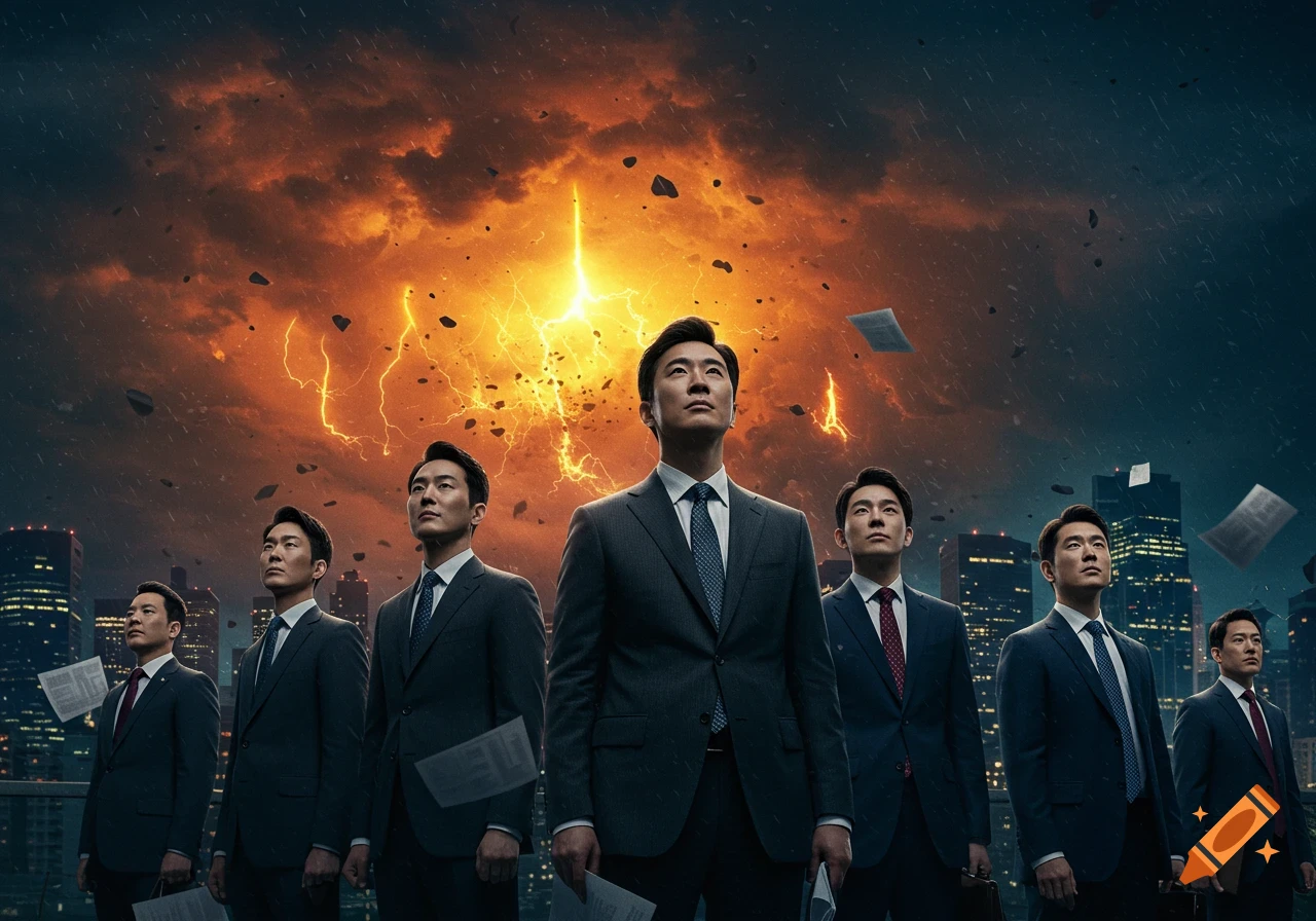 A group of people, dressed in green Squid Game tracksuits, stand facing ...