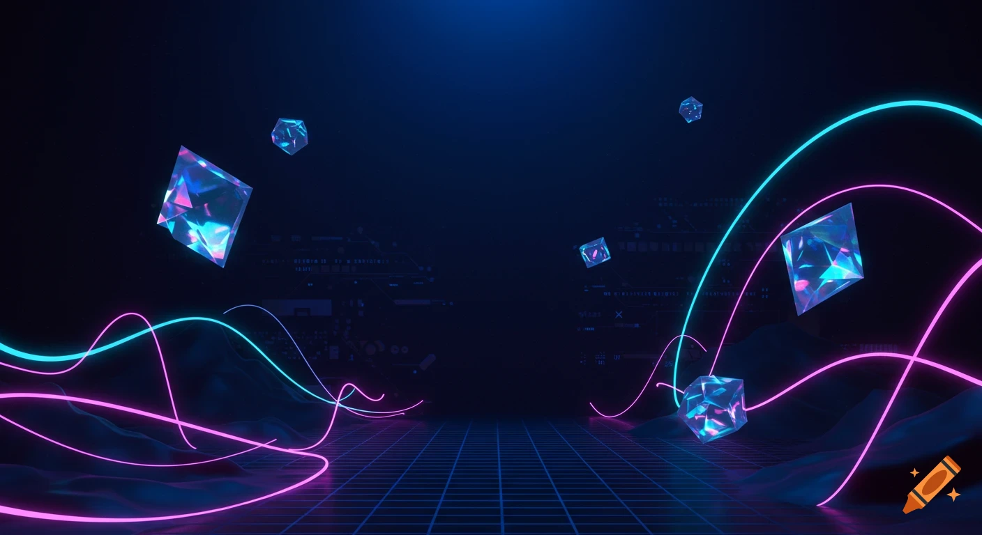 Neon blue and purple glowing RAM stick logo with an equalizer display ...