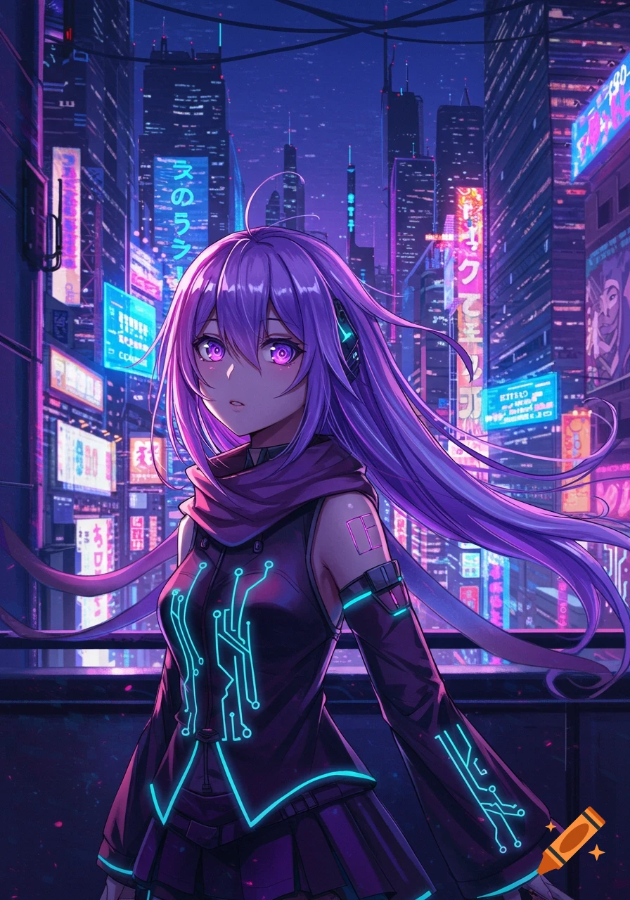 Purple+anime created on Craiyon