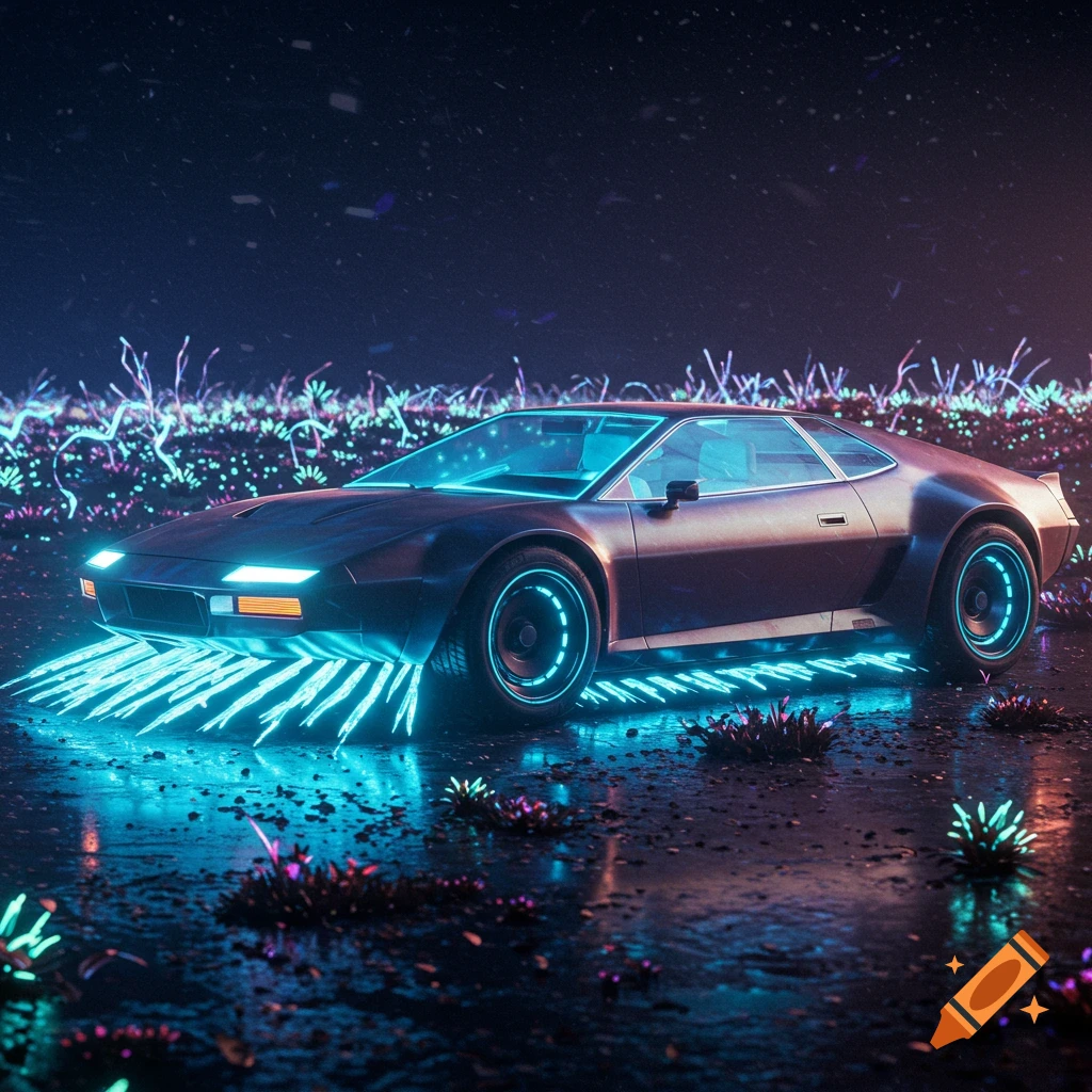 Futuristic Snacautomat, Neon Blue Lights created on Craiyon