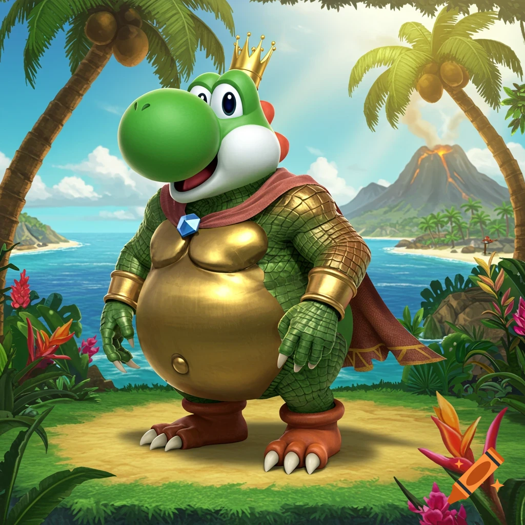 Funny image of King K. Rool with a big belly on Craiyon