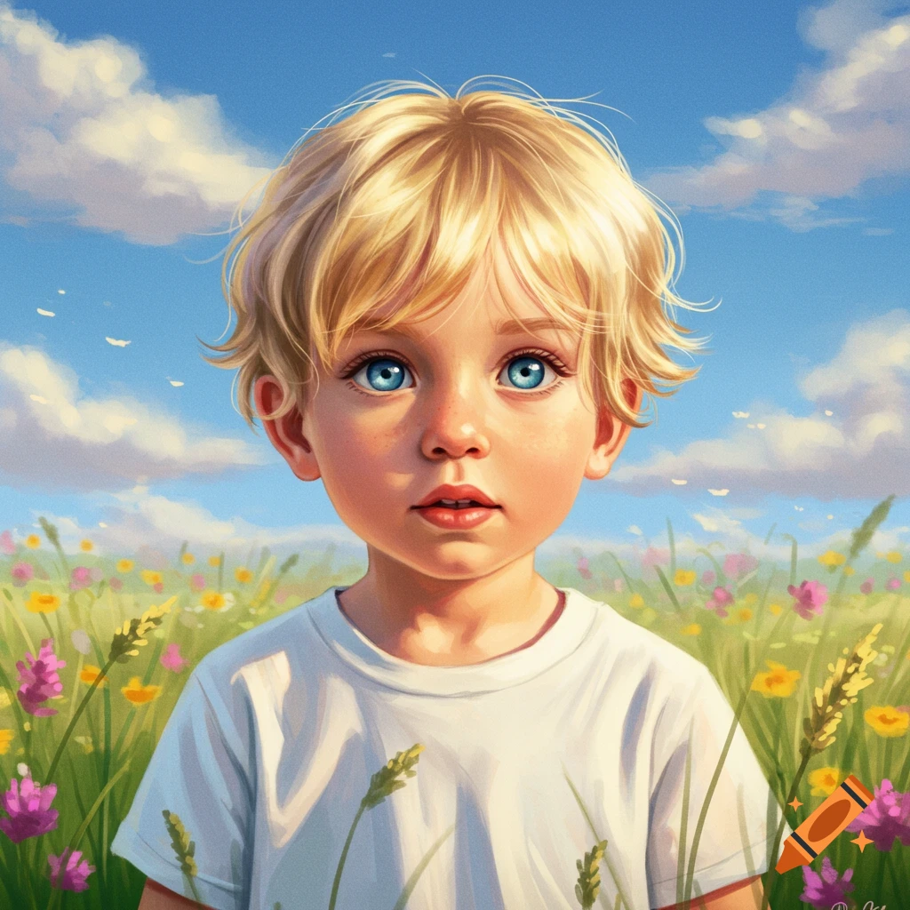 A serious young boy in a black t-shirt with a golden 'A' stands before ...