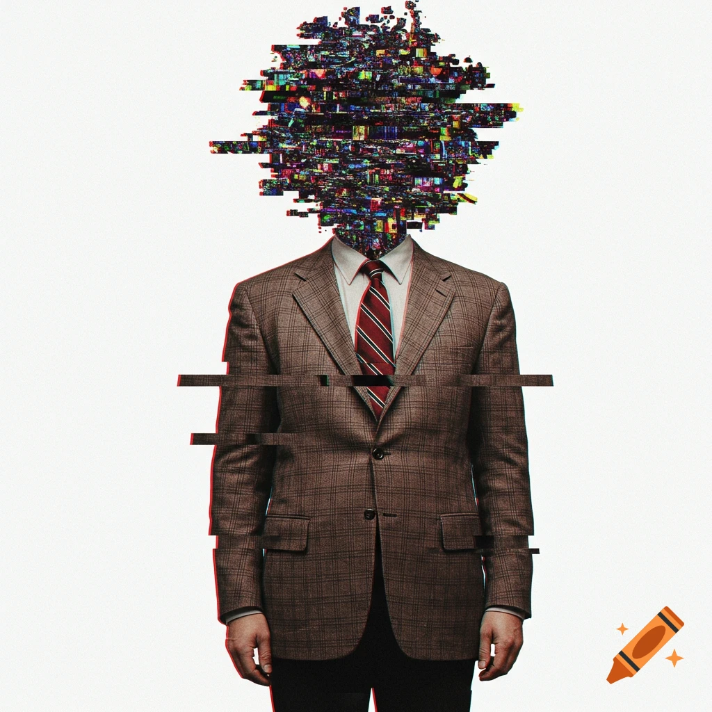 Stylized humanoid figure composed of black and white barcodes and ...