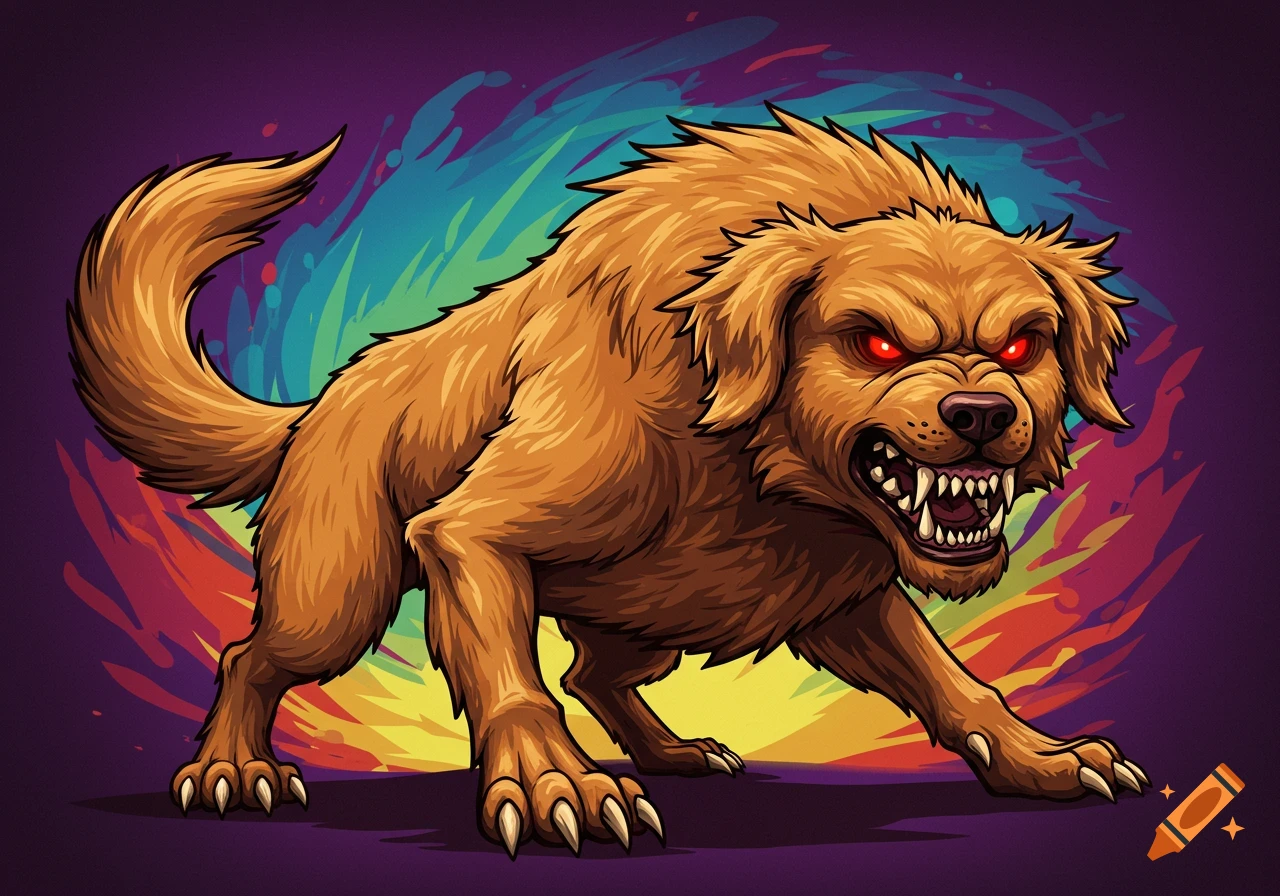 A stylized, roaring polar bear with glowing blue eyes and sharp claws ...