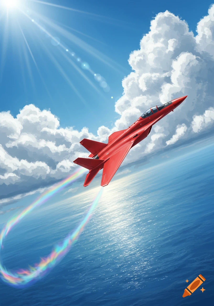 Two fighter jets turn in a bright blue sky with swirling contrails over ...