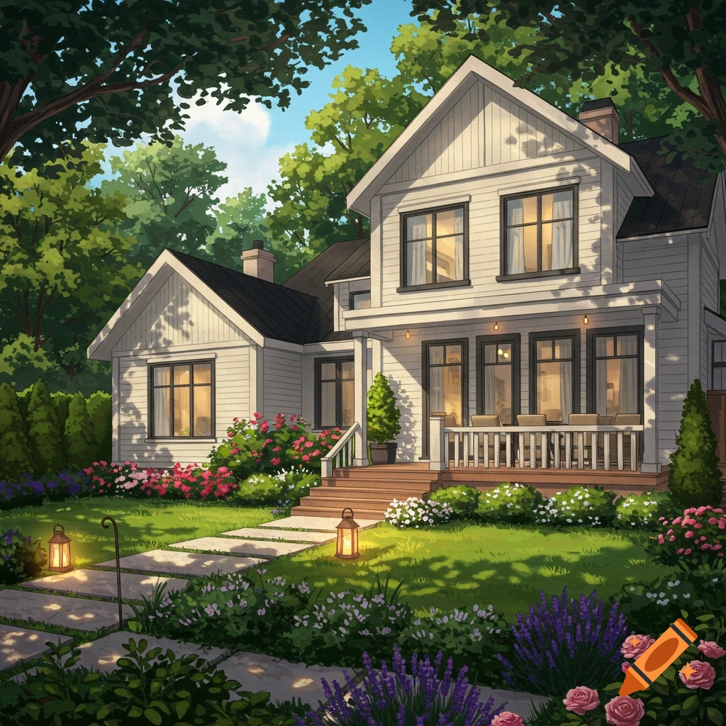 A sunny, photorealistic view of Sunnyvale Estates mobile home park with ...