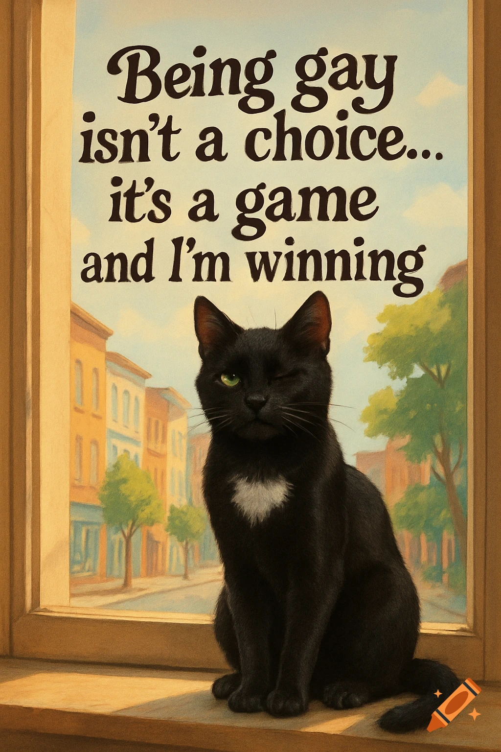 Cartoon tuxedo cat pushing a stack of books off a flat earth. Text ...