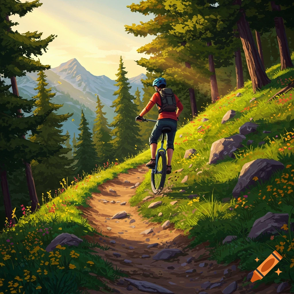 Stylized illustration of six kids on bikes in profile, silhouetted ...