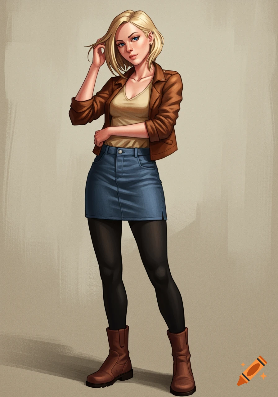 Illustrated muscular man with long blonde hair and beard, hands on hips ...