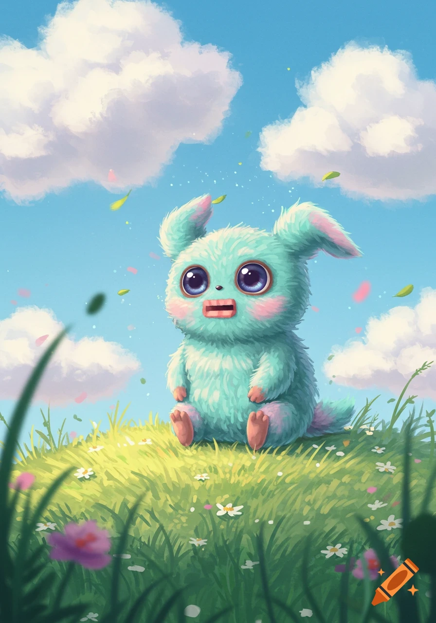 Photorealistic rear view of a red Teletubby dancing in a vibrant ...