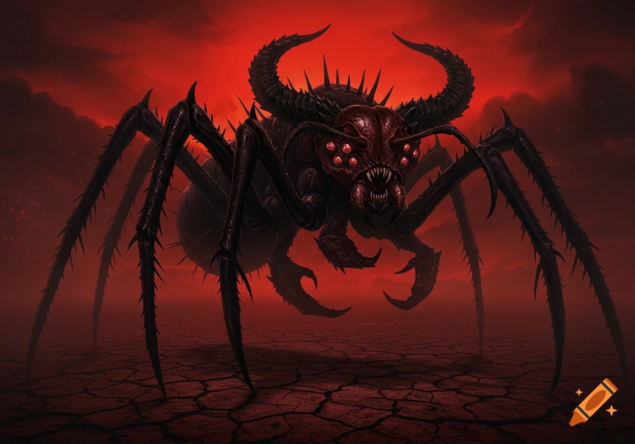 A giant mechanical scorpion with glowing blue energy and large claws in ...