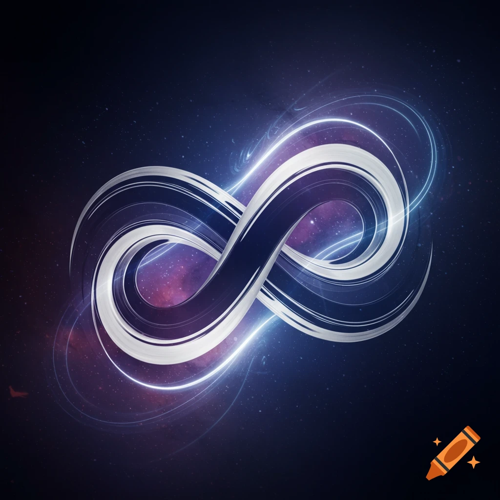 Abstract logo of a purple and orange infinity symbol with ...