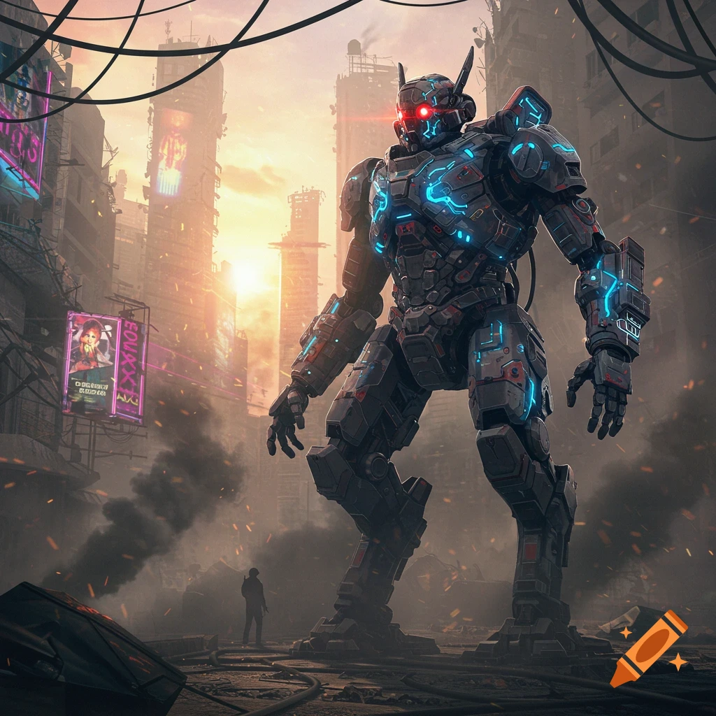 A large, detailed sci-fi military tank with glowing blue energy ...