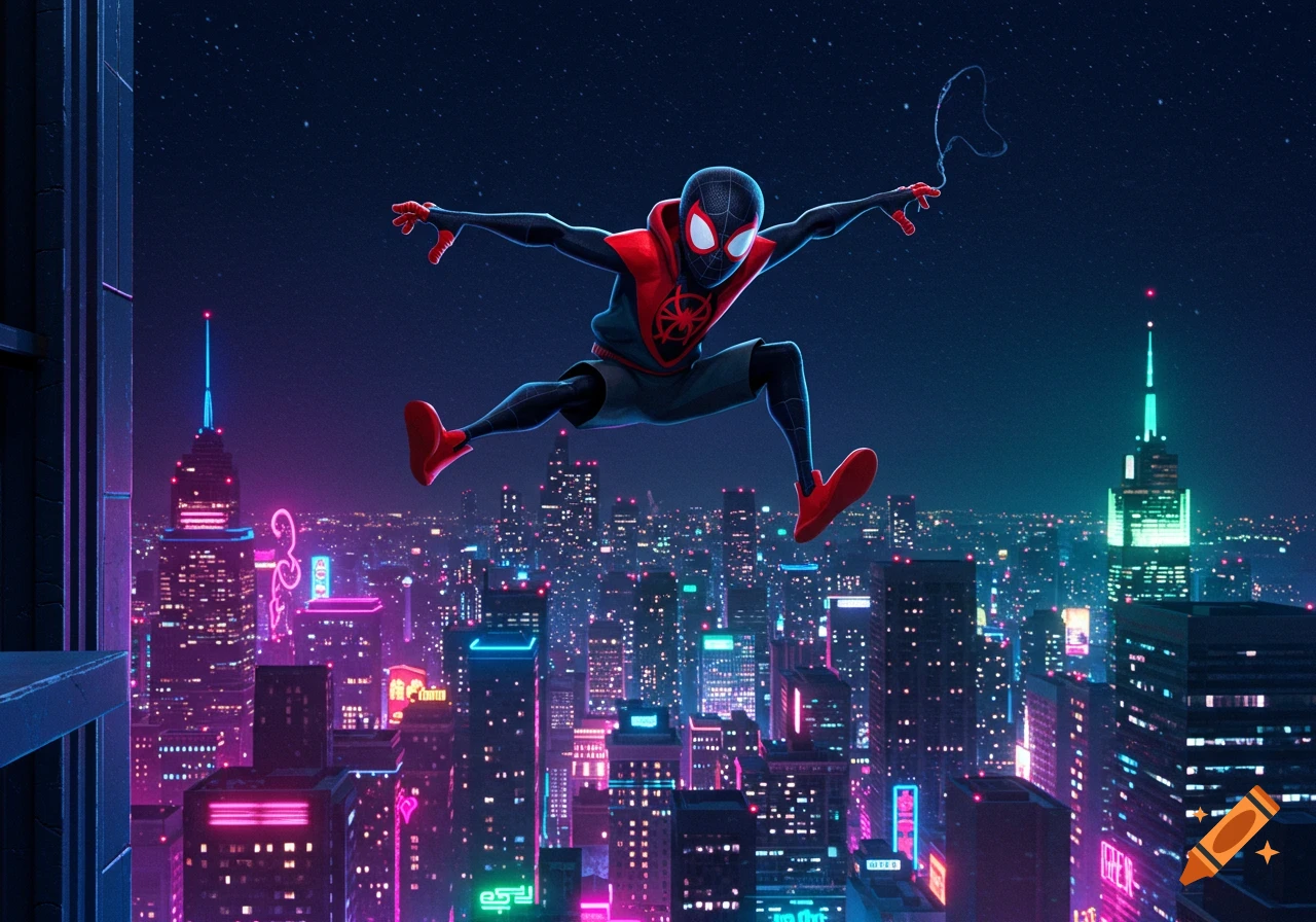 Cartoon Snoopy in aviator gear parachutes over a sprawling city skyline ...