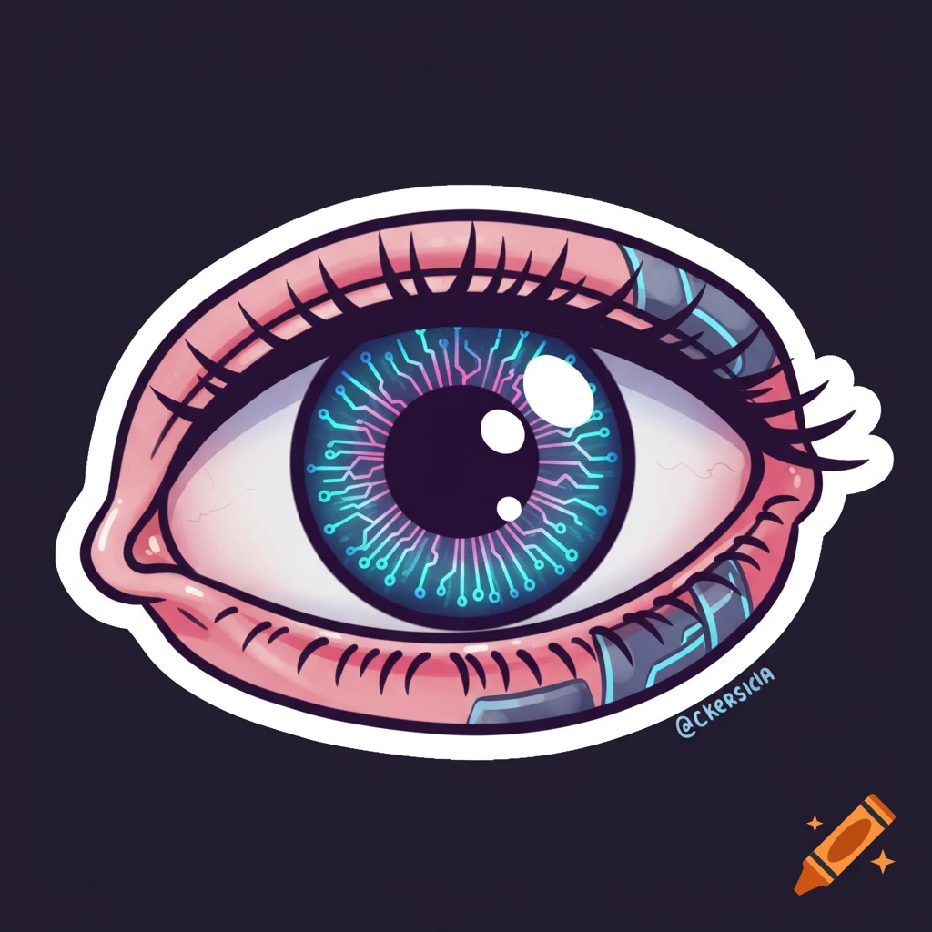 Two cartoon googly eyes with pink irises and black pupils, on a white ...