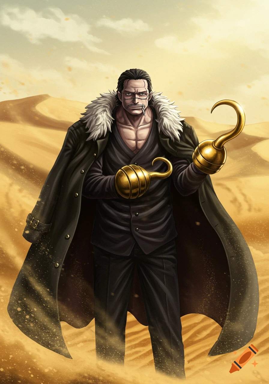 Anime pirate character with an open blue jacket and hat, running on ...