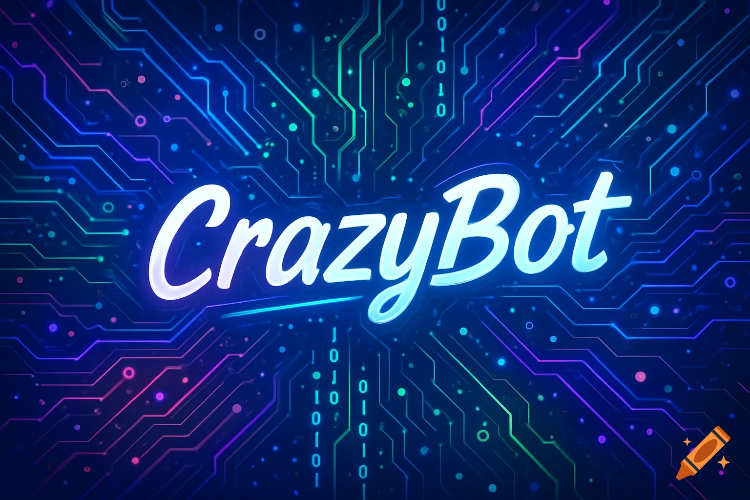 The text 'CrAIyon AI' in white neon letters on a blue and purple ...