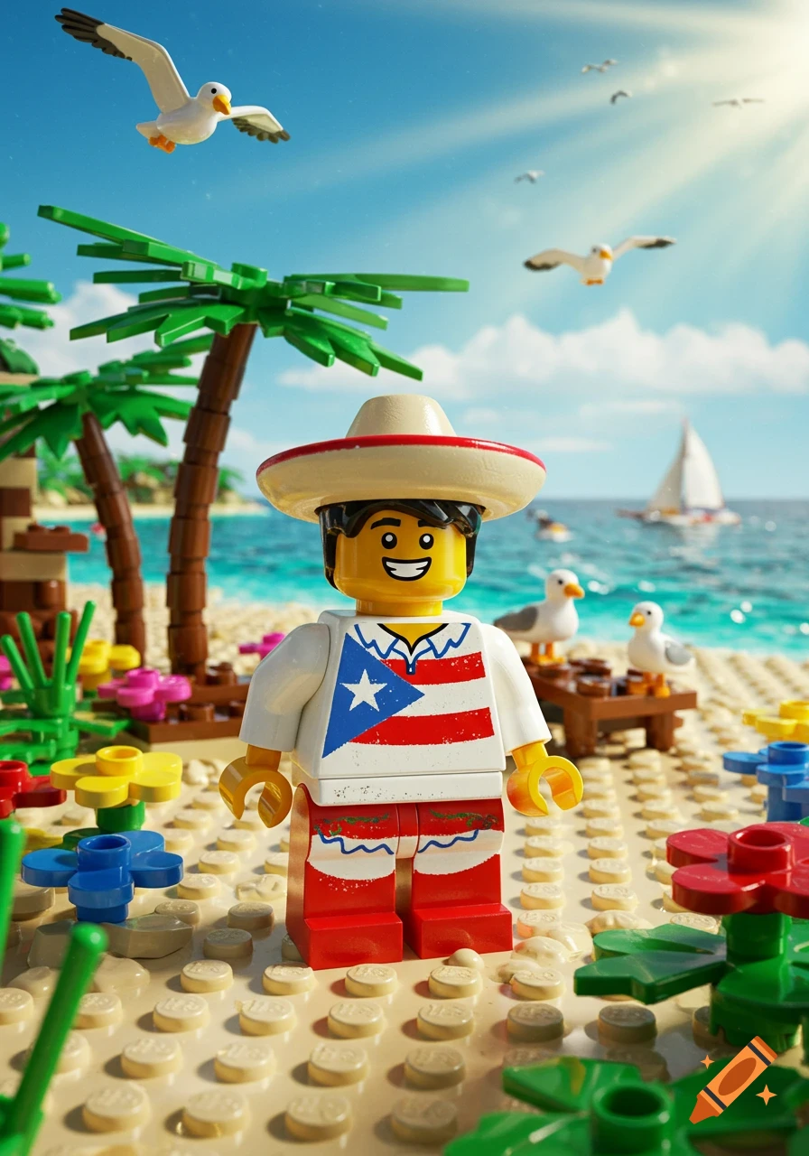 Split image blending styles: left shows a Lego castle scene with ...