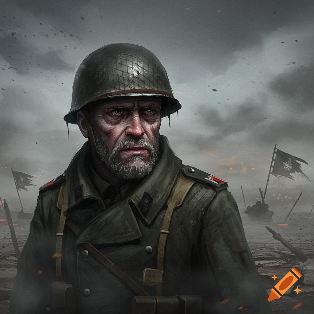 A dramatic illustration of a Soviet soldier punching a Nazi soldier in ...