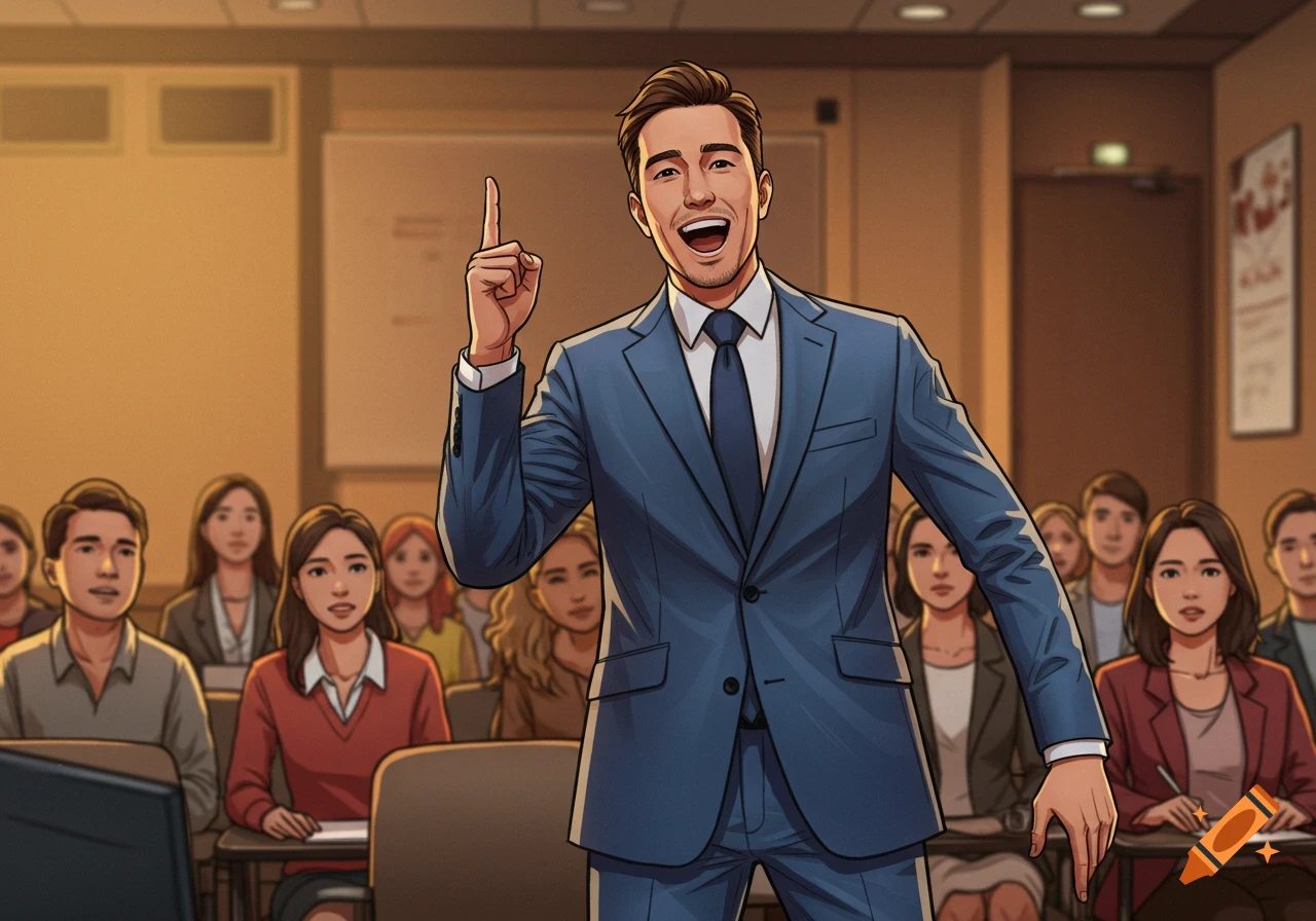 Cartoon of an office celebration with cheering coworkers, confetti, and ...