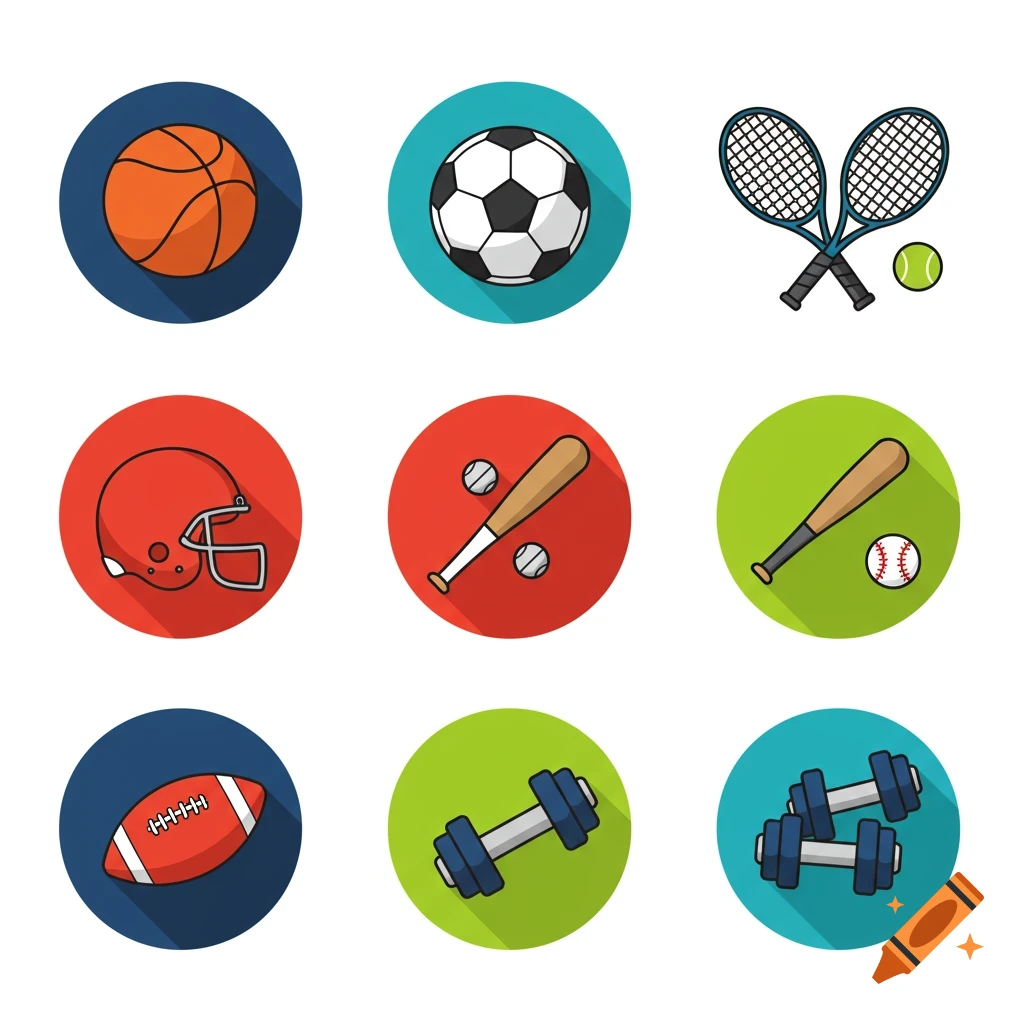 A grid of nine colorful circular icons, each depicting a different ...