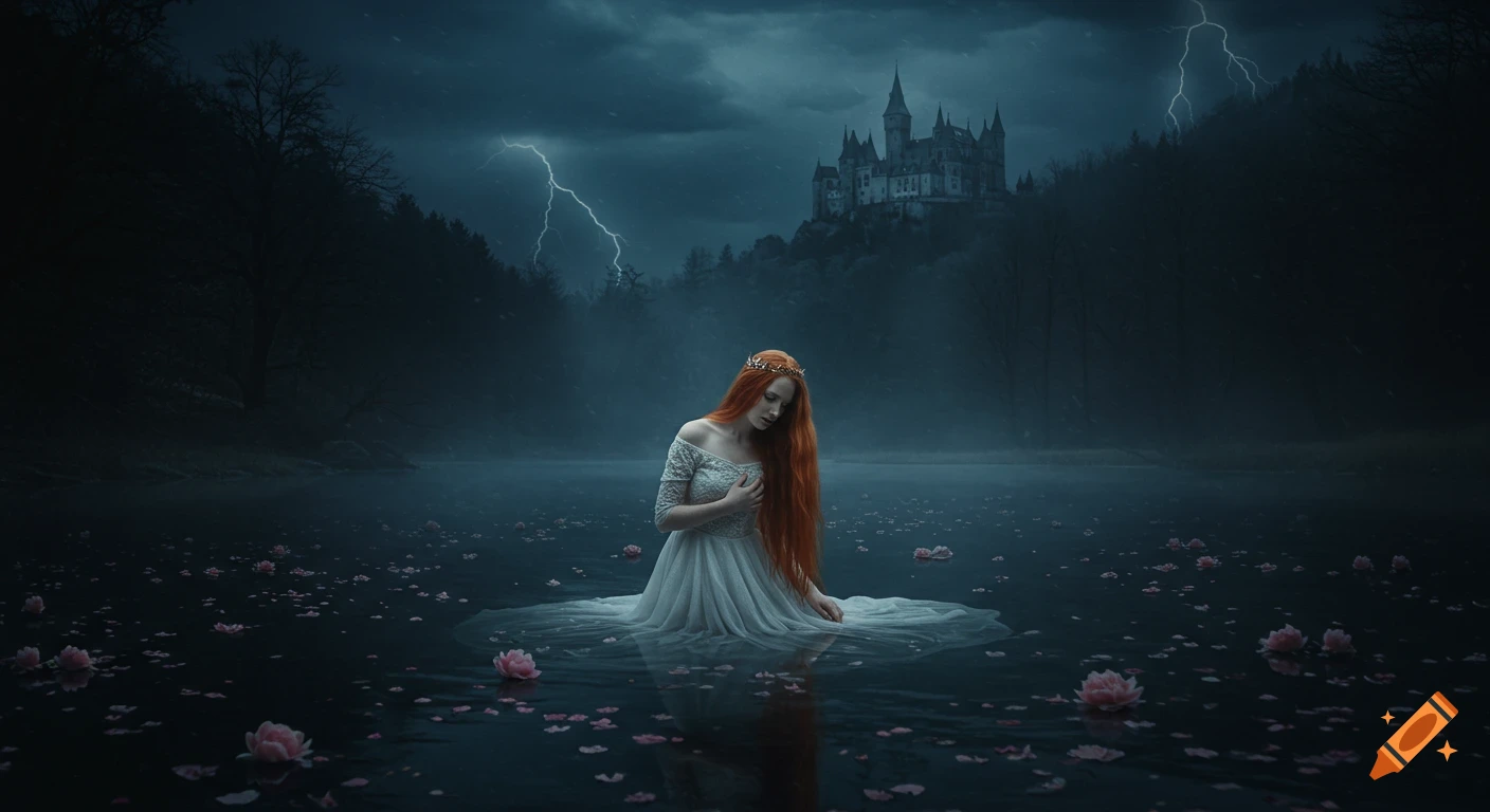 A blonde woman in a long, shiny white trench coat stands on an autumn ...