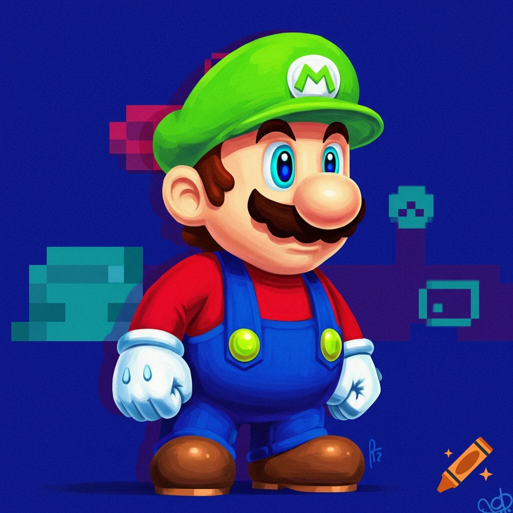 Vibrant Super Mario themed tattoo design featuring Mario jumping with ...