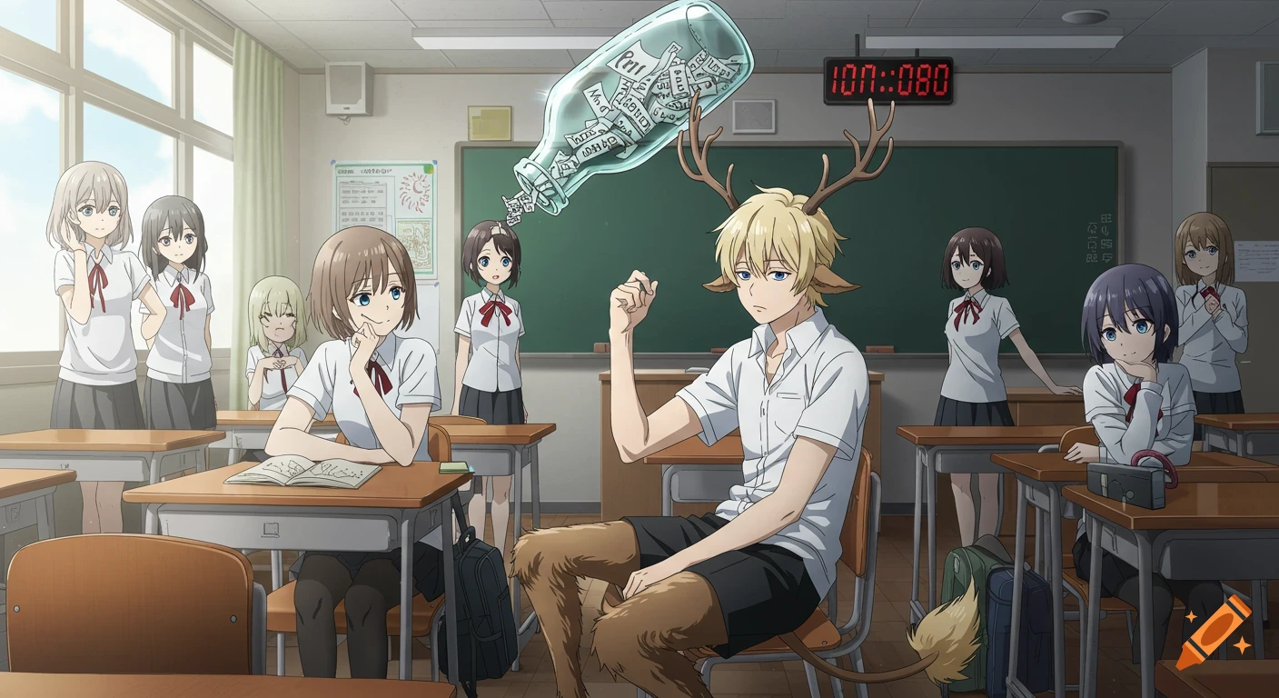 Anime illustration of a girl in a red and white outfit and a boy with ...