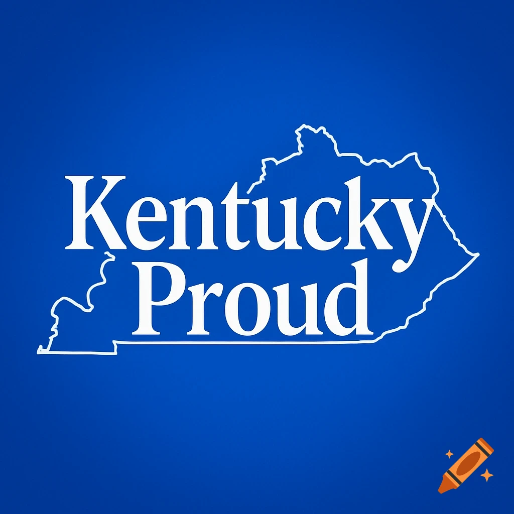 White outline of the state of Kentucky with the words "Kentucky Proud ...