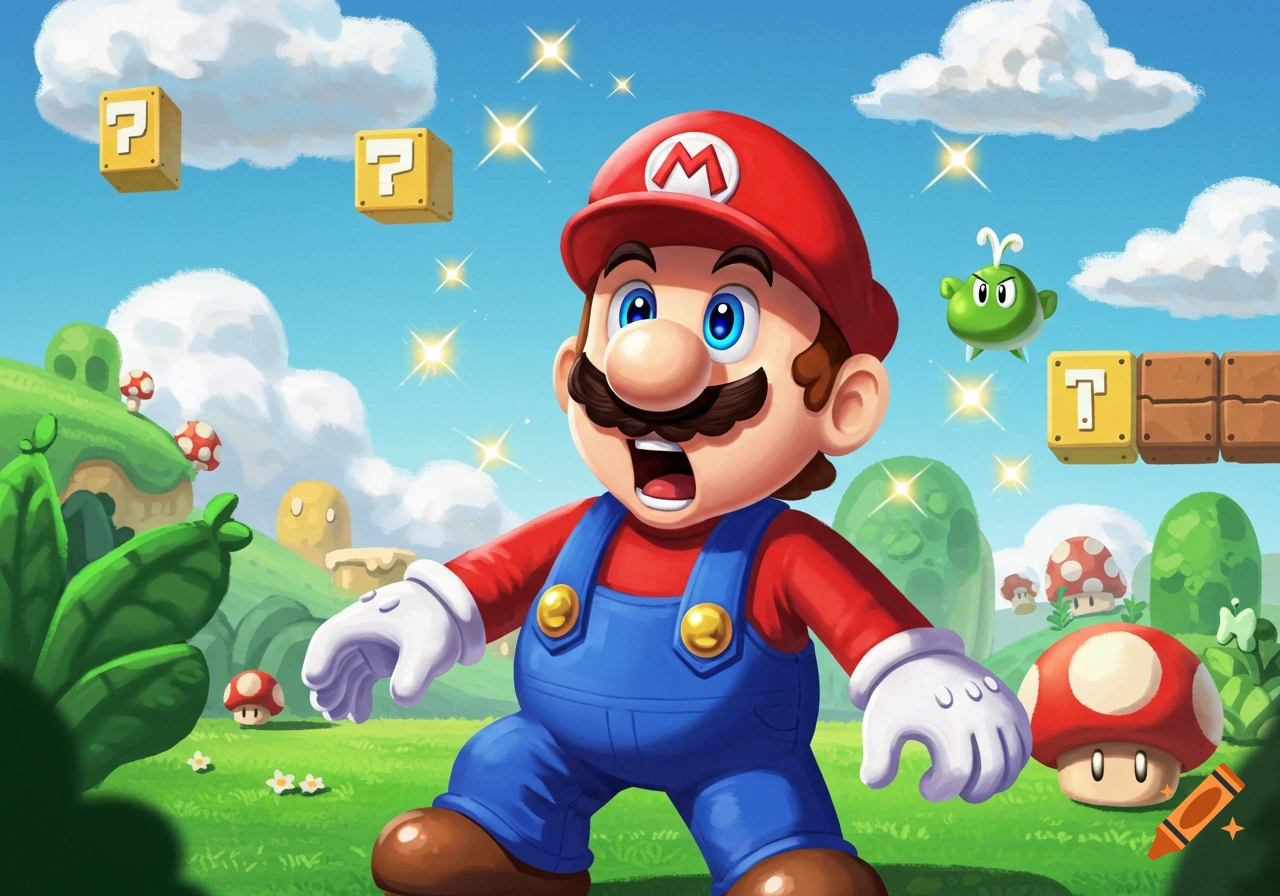 Mario and Luigi stand side-by-side in a vibrant, cartoon Super Mario ...