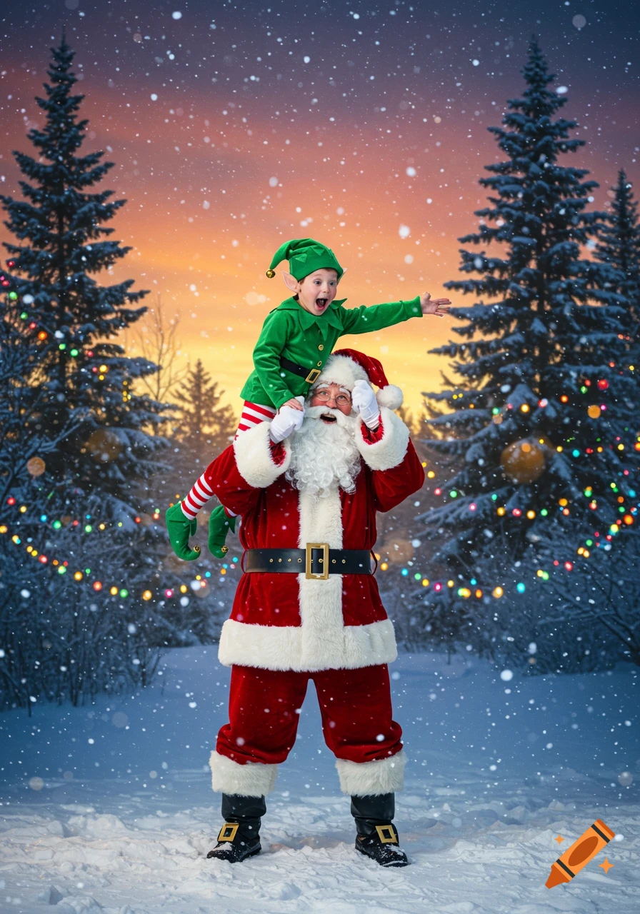 A smiling baby in a Santa costume sits on a fuzzy blanket amidst red ...