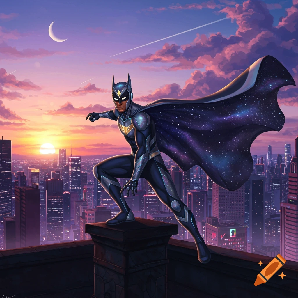 Batman on Roof created on Craiyon