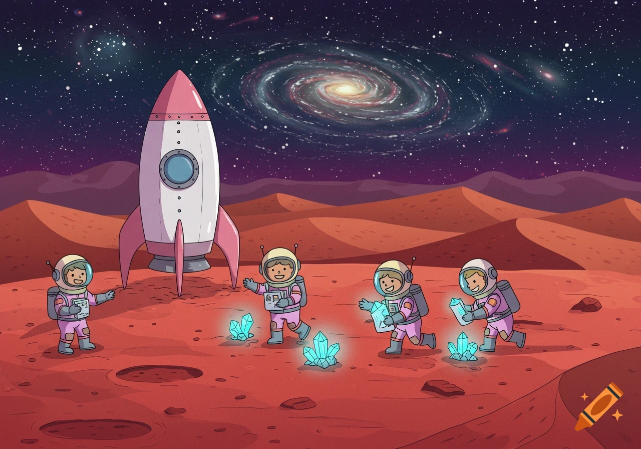 A cute astronaut waves in a neon cosmic scene with glowing text '2026 ...