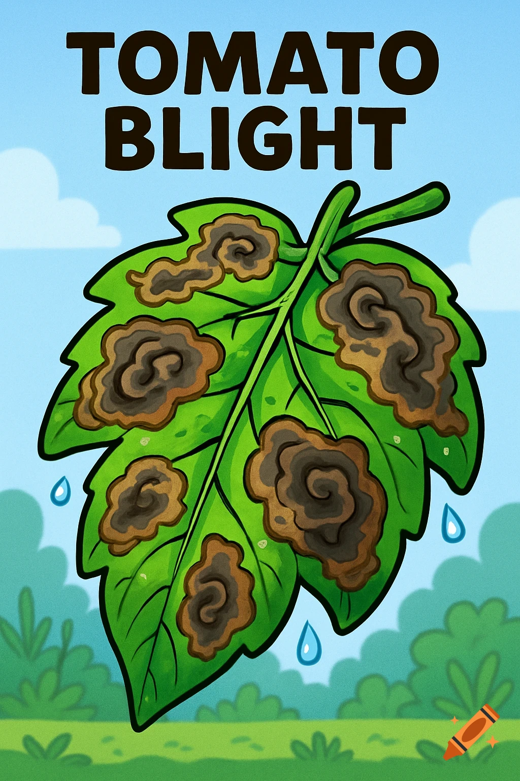 A green cartoon zombie with exposed brain runs through a sunny ...