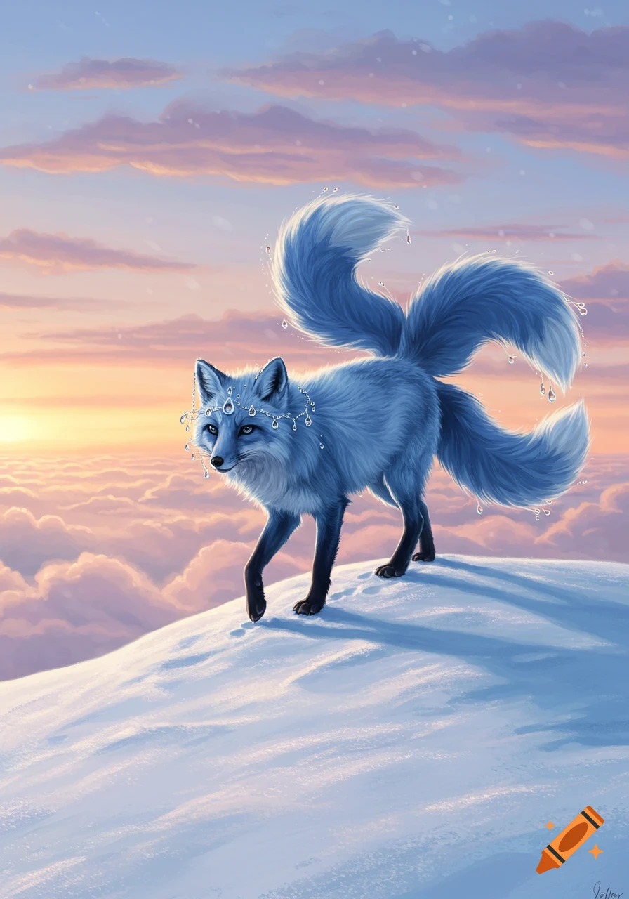 Three cartoon furry characters play in a snowy winter landscape with a ...