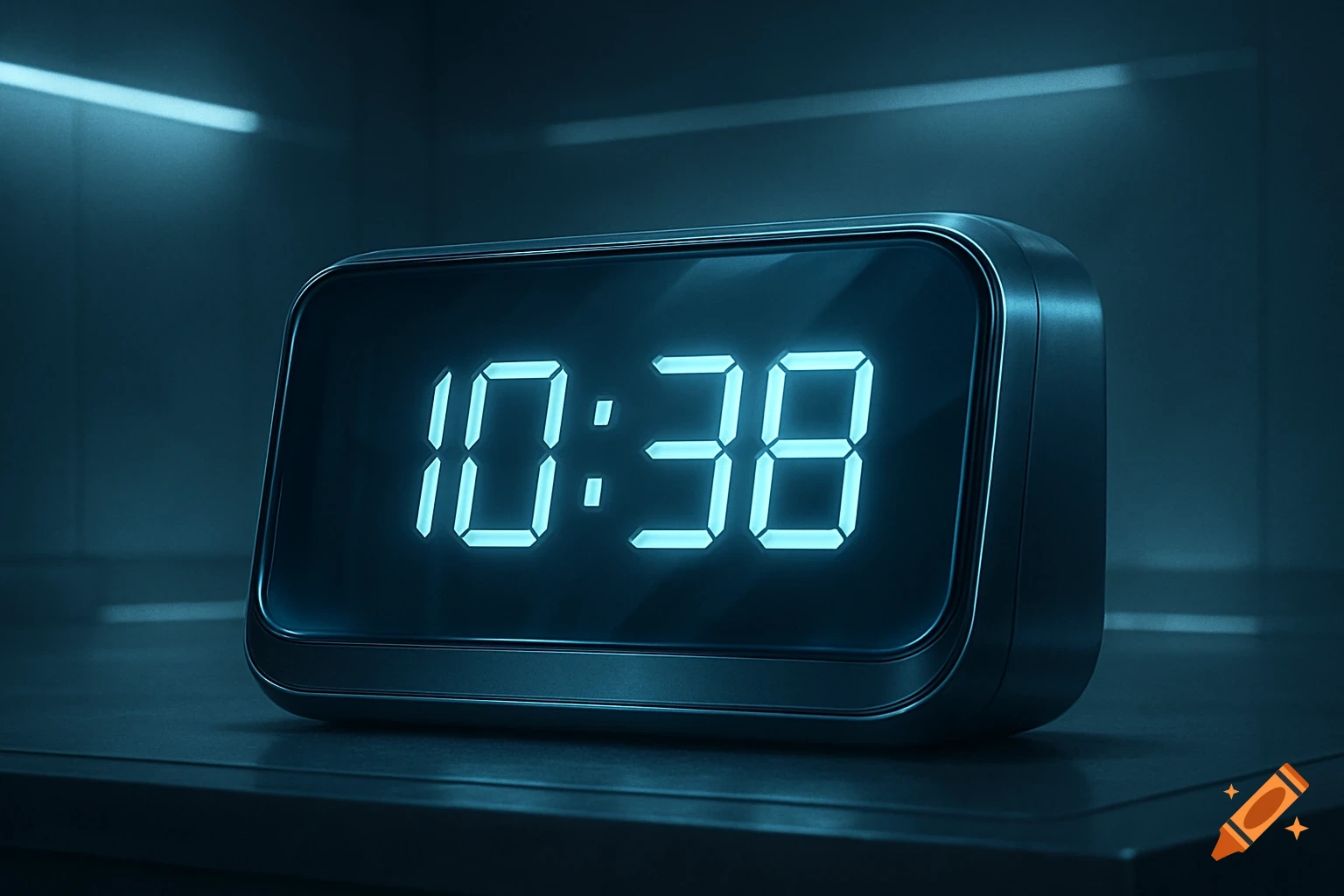 A bright blue glowing digital display shows the number "31337" against ...